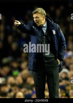 Everton manager David Moyes at half time during the Premier League ...