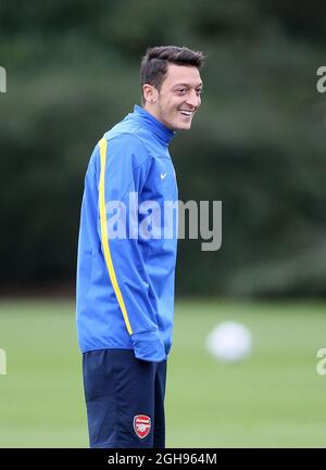 Arsenal's Mesut Ozil during a training session at London Colney ...