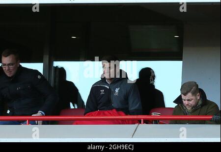 Steven Gerrard in the stands during the Premier League match at Anfield ...