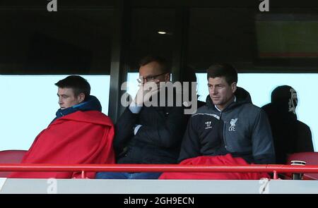 Steven Gerrard in the stands during the Premier League match at Anfield ...