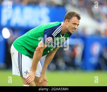 Northern Ireland's Jonny Evans looks dejected after Denmark's Jonas ...