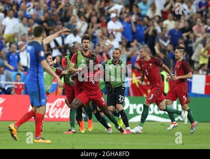 Eder of Portugal celebrates scoring in extra time during the UEFA ...