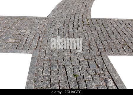 stone pavement road isolated on white background. High quality photo ...