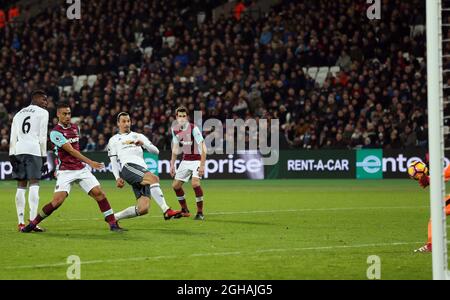 Manchester United's Zlatan Ibrahimovic scoring his sides second goal ...