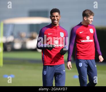 England's Marcus Rashford during a training session at St George's Park ...