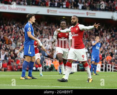 Arsenal's Alexandre Lacazette celebrates scoring his sides second goal ...