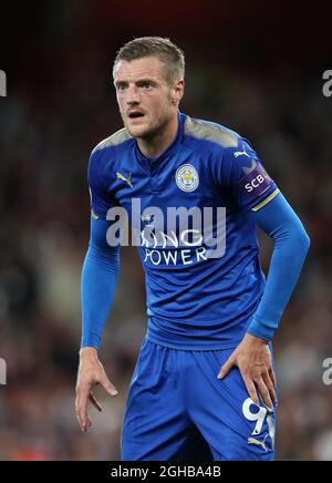 Leicester's Jamie Vardy during the English Premier League soccer match ...