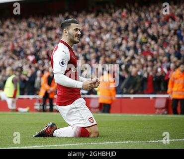 Arsenal's Sead Kolasinac celebrates scoring his sides opening goal ...