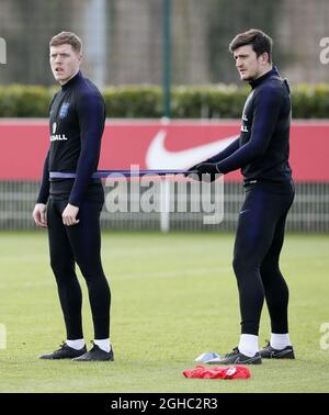 England's Harry Maguire (centre) during a training session at St ...