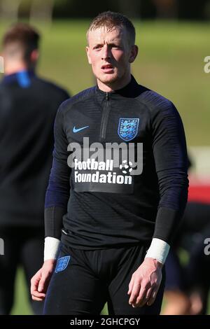 Jordan Pickford during the England senior squad training session at St ...