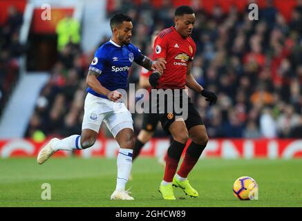 Manchester United's Anthony Martial and Everton's Theo Walcott during ...