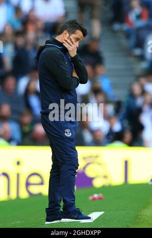 Everton manager Marco Silva reacts during the Premier League match ...
