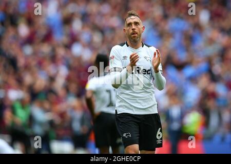 Richard Keogh of Derby County acknowledges the fans after the Sky Bet ...