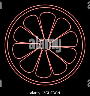 Neon lemon slice red color vector illustration flat style light image ...