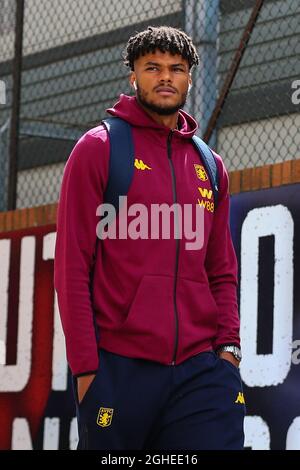 Tyrone Mings of Aston Villa arrives during the Premier League match ...