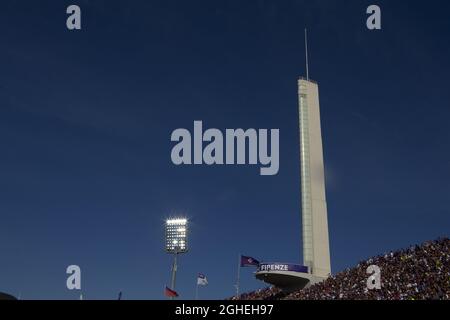 A general view of the stadium showing the Marathon tower or as it is ...