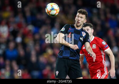 Ivan Periši? of Croatia heads the ball during the FIFA World Cup game ...