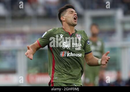 Giovanni Simeone of Cagliari reacts during the Serie A match at Stadio ...