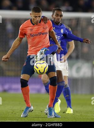 Ricardo Pereira of Leicester City tackles Eric Bocat of Stoke City ...