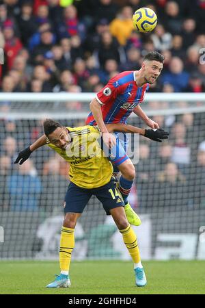 ArsenalÕs Pierre-Emerick Aubameyang and Crystal PalaceÕs Joel Ward ...