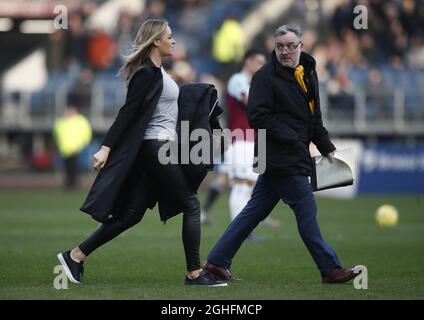Laura Woods television presenter during the Leeds United v Manchester ...
