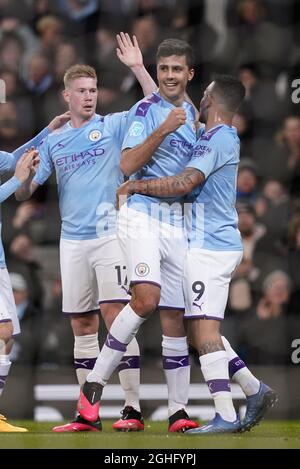 Rodrigo of Manchester City celebrates his goal with his team mates and ...