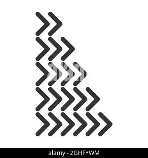 Dual directional arrows indicating must turn left or right painted on ...