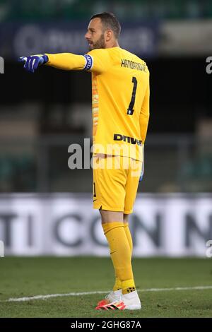 Inter's Slovenian goalkeeper Samir Handanovic looks during the Serie A ...