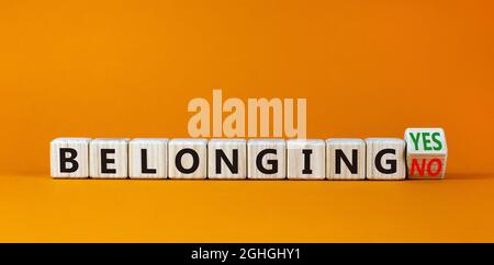 Be here belong symbol. Turned a wooden cube and changed concept words ...