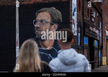 Jurgen Klopp painted onto the side of buildings and walls in Liverpool ...