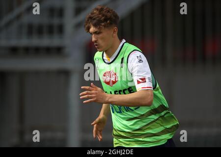 Monza, , 4th May 2021. Pablo Rodriguez Delgado of US Lecce warms up ...