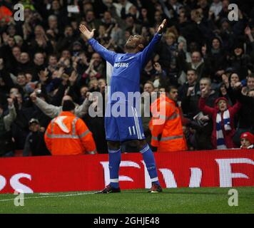Chelsea's Didier Drogba celebrates his goal Stock Photo - Alamy
