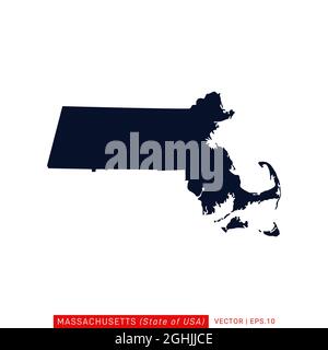 Massachusetts simple logo. State map outline - smooth simplified US ...