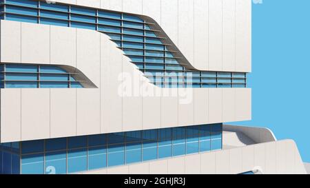 modern concrete facade with curved window. 3d rendering Stock Photo - Alamy
