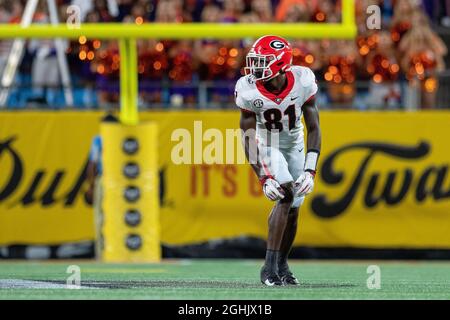 Georgia wide receiver Marcus Rosemy-Jacksaint runs a drill at the NFL football scouting combine ...