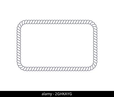 Rectangle rope frame in retro yacht style. Nautical design element for ...