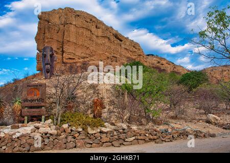 Famous tall rock formation the Vingerklip or Fingerklippe in Namibia ...
