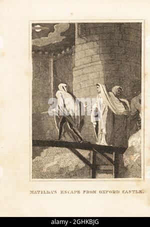 Empress Matilda escaping through a postern door during King Stephen I's ...