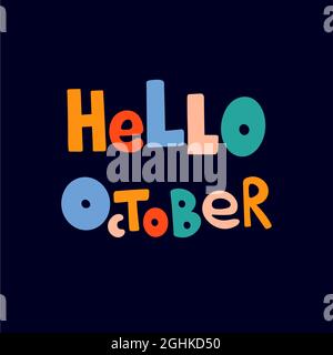 Hello october. Decorative Font made in swirls and floral elements ...