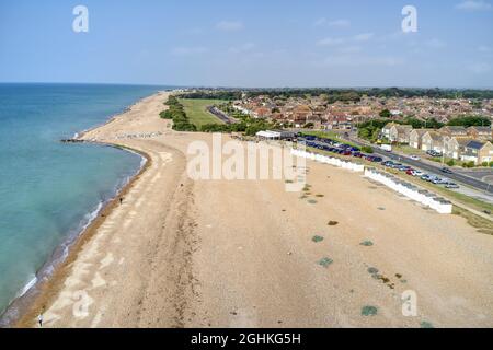 Aerial of Goring by Sea beach with Sailing Dinghies in view at the ...