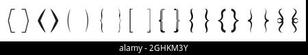 Parenthesis text brackets, round and square line frames, vector icons ...
