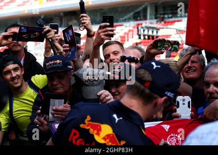 BARCELONA - Max Verstappen signs a fan's shirt after qualifying for the ...