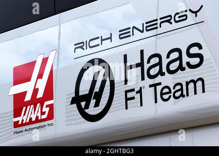 Haas F1 Team logo with Rich Energy branding. 11.07.2019. Formula 1 ...