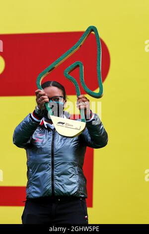 The podium (L to R): Stephanie Travers (GBR) Mercedes AMG F1 Trackside ...