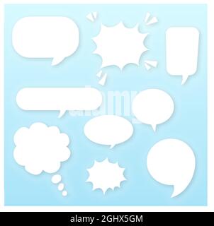 Speech symbol talk and thinking hand drawn style. Bubble with color and ...