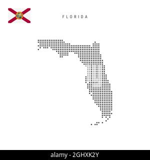 Florida detailed silhouette map, dotted pattern and slanted parallel ...
