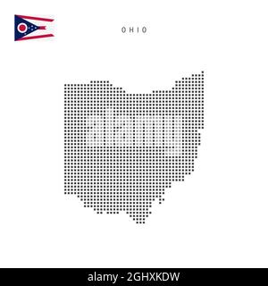 Square dots pattern map of Ohio. Dotted pixel map with american ...