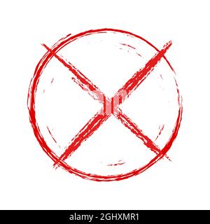 Red cross, letter X. Prohibition, restriction, fault, error concept ...