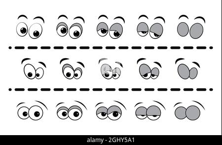 Blink eye animation step. Human cartoon face with blinking eyeball ...