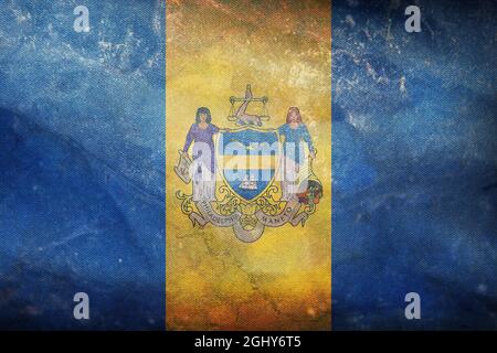 Top view of retro flag of Pennsylvania with grunge texture. Flag ...